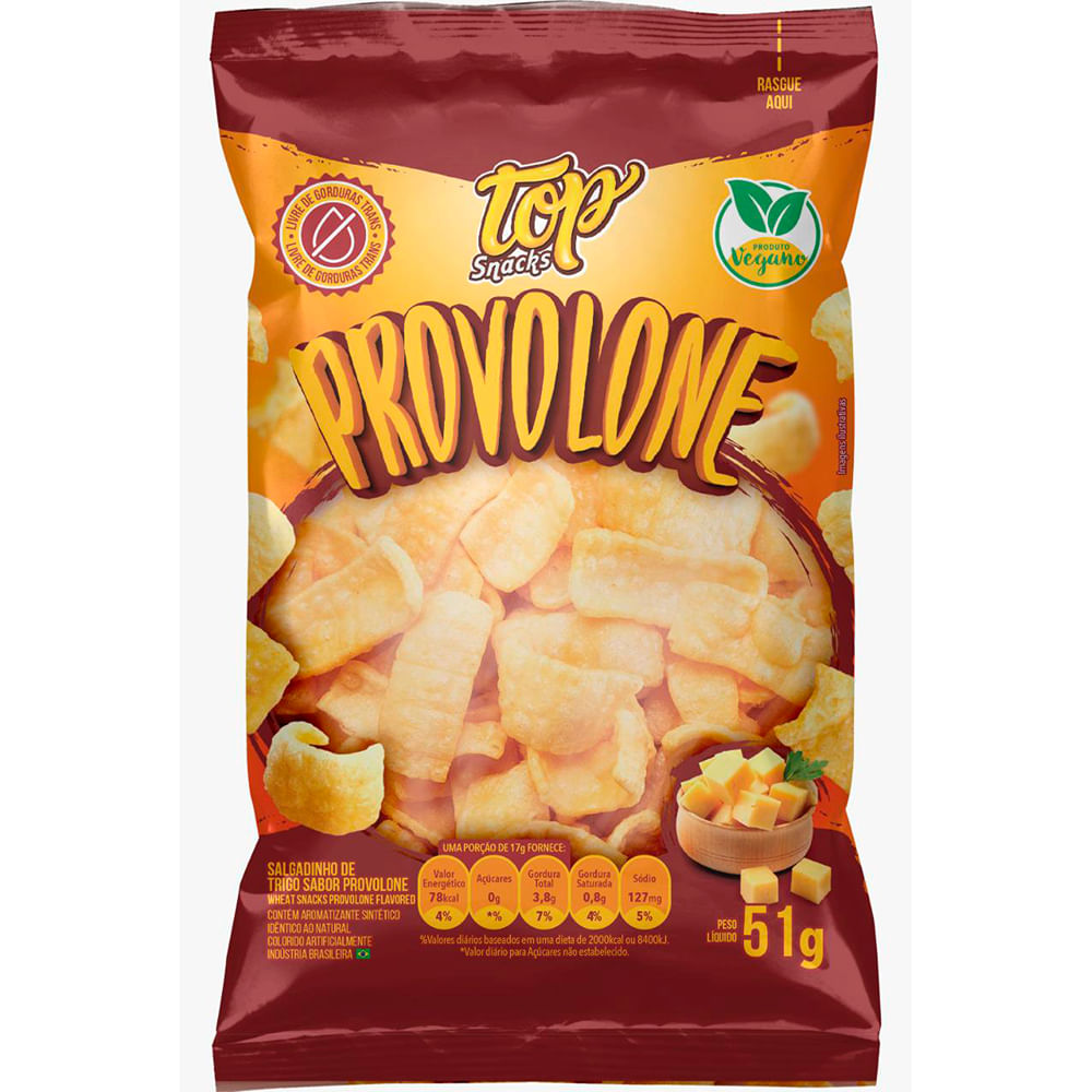 Salgadinho de Trigo Sabor Provolone 51g 105 - Top Snack - lojasmel