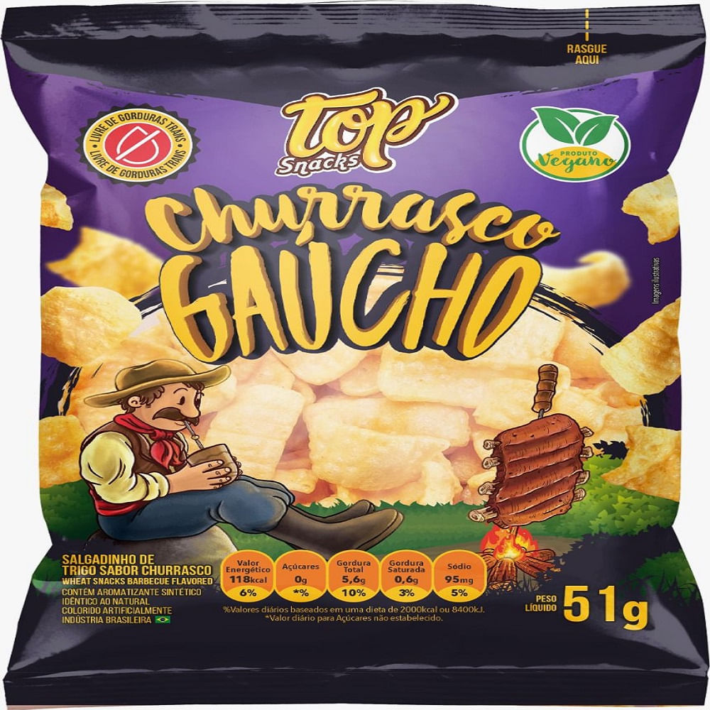 Salgadinho Churrasco Gaúcho 51g 103 - Top Snacks - lojasmel