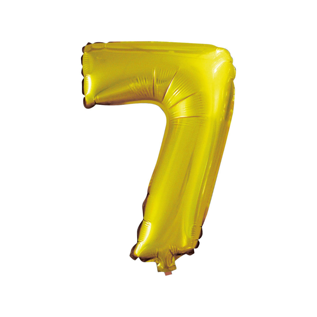 Balão Número 7 Sete Dourado 40cm - Brdecor - lojasmel