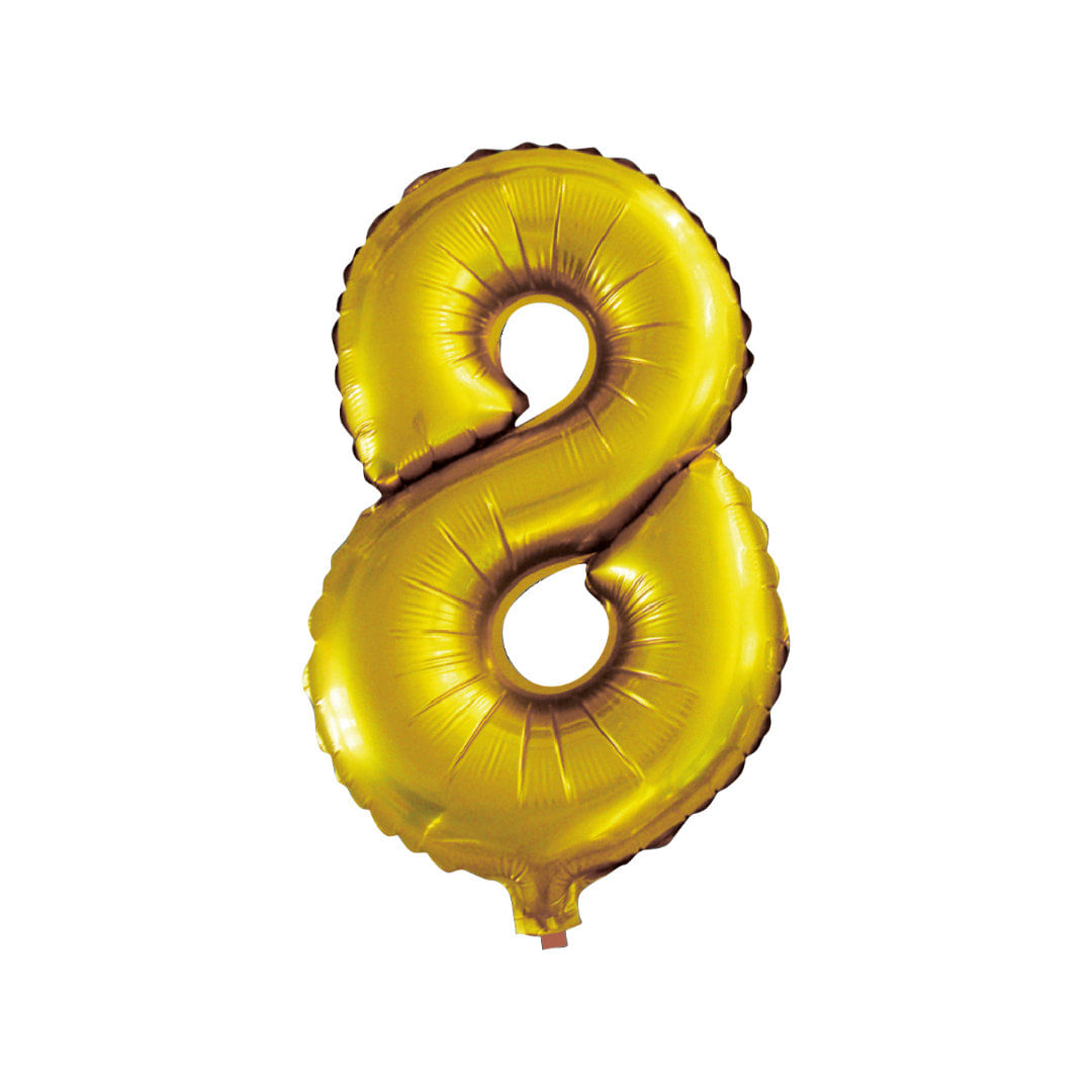 Balão Número 8 Oito 16 Polegadas Dourado - Brdecor - lojasmel