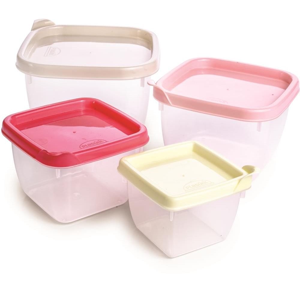 Conjunto Com 4 Potes Plásticos Connect - Plasútil - lojasmel
