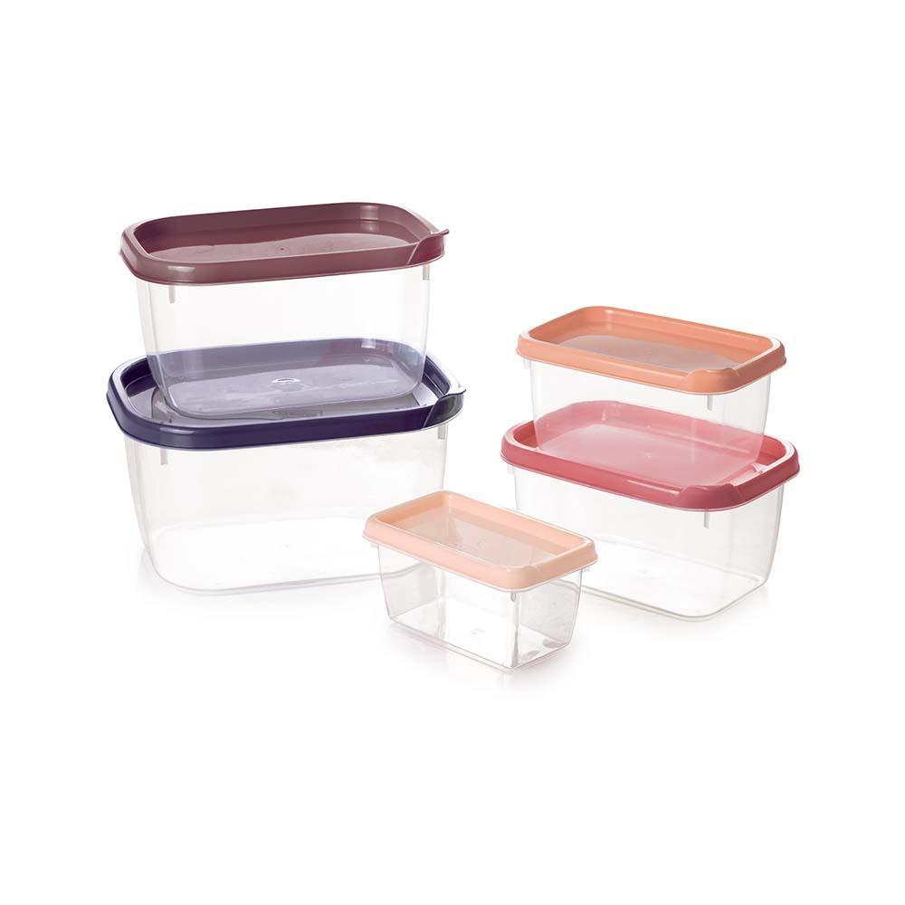 Conjunto Com 5 Potes Plásticos - Plasútil - lojasmel