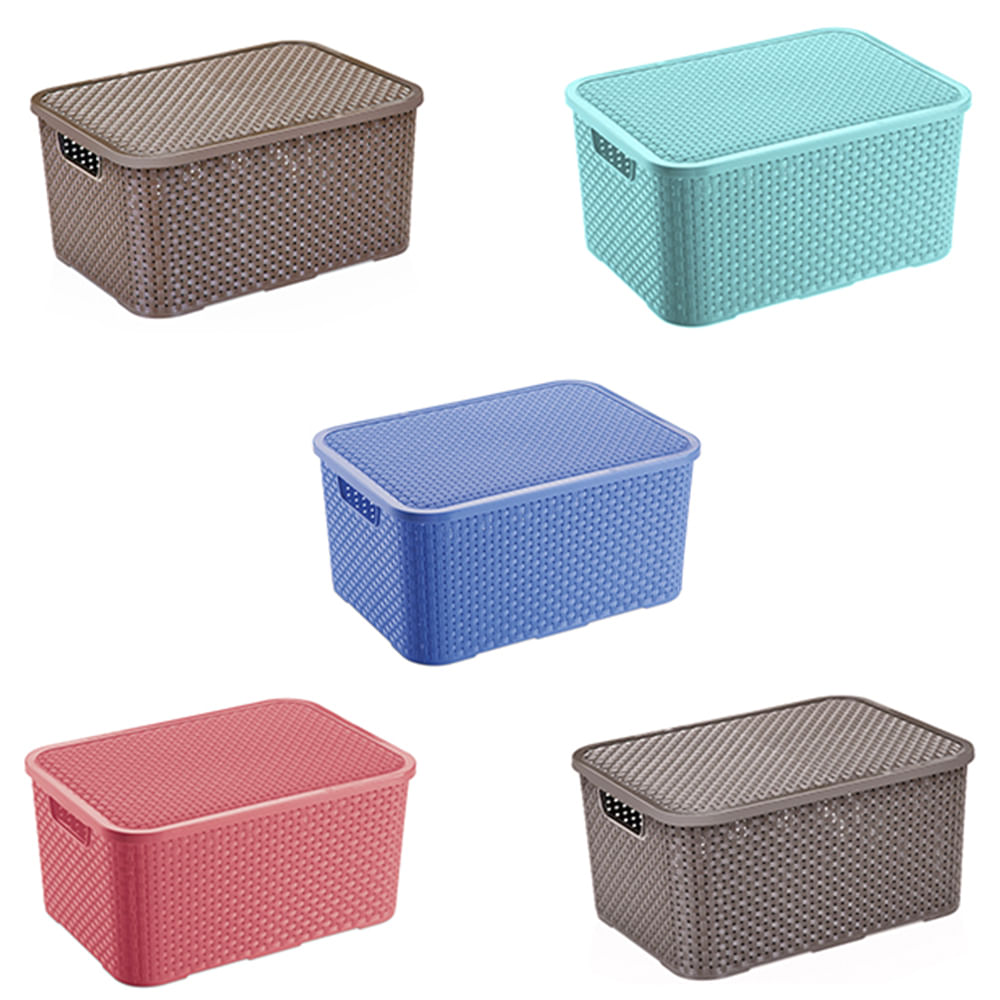 Caixa Multiuso com Tampa Plástico Rattan Sortida 18 Litros CR1820 ...