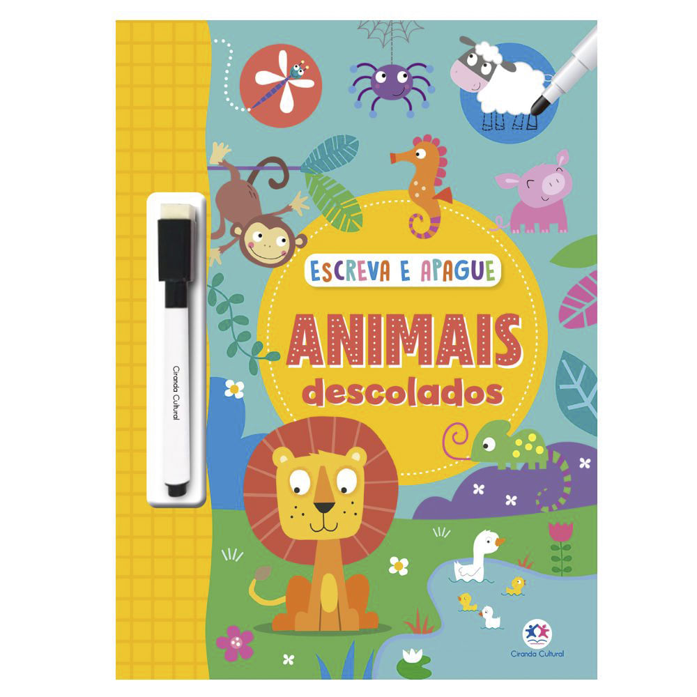 Livro Escreva e Apague Animais Descolados - Ciranda Cultural - lojasmel Livro Escreva e Apague Animais Descolados - Ciranda Cultural - lojasmel