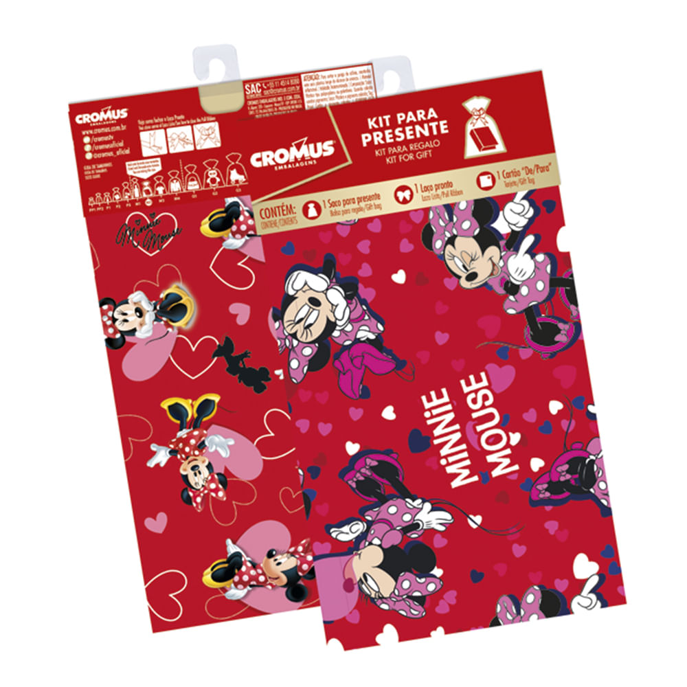 Kit Saquinho de Presente Minnie Sortido 35x54cm 370180 - Cromus - lojasmel