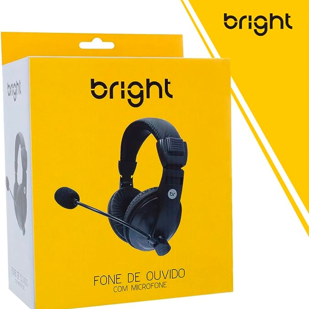 Headset Office Com Microfone Cabo 2m Conexão P2 Preto 507 - Bright ...