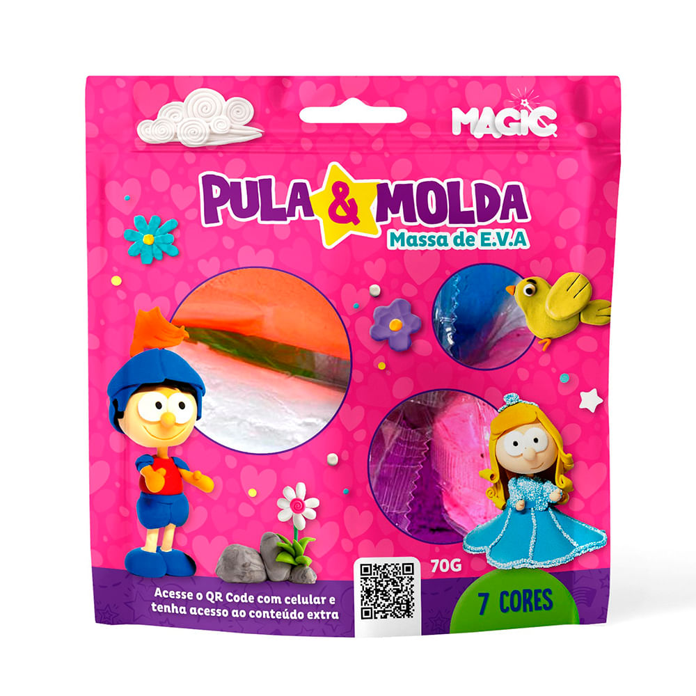 Massinha de Eva Princesa Pula & Molda 70g 7 Cores 2225B - Magic - lojasmel