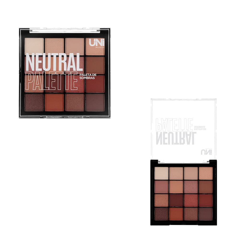 Paleta de Sombras Neutral 16 Cores UNSO280D - Unimakeup - lojasmel